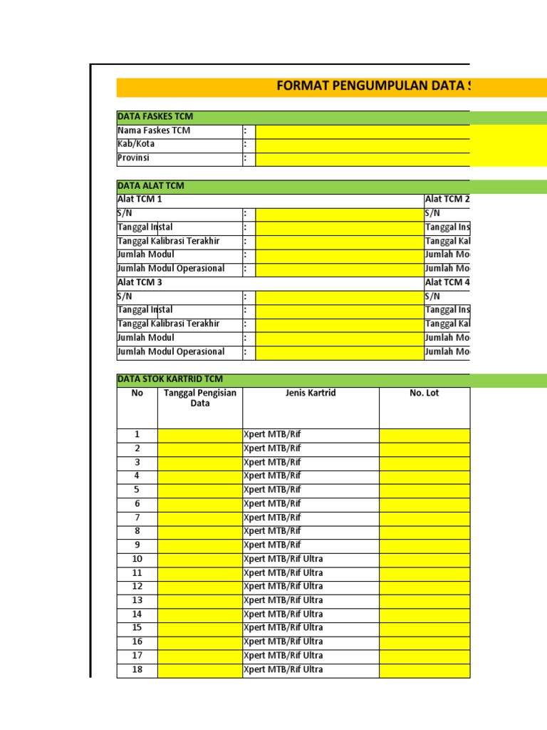 Format Pengisian Data Kartrid TCM TBC | PDF