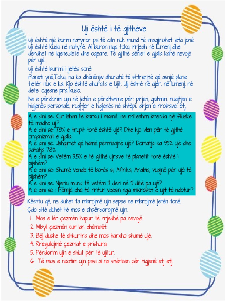 Si Te Kursejme Ujin. Pune Praktike. Punoi Amera Beci | PDF