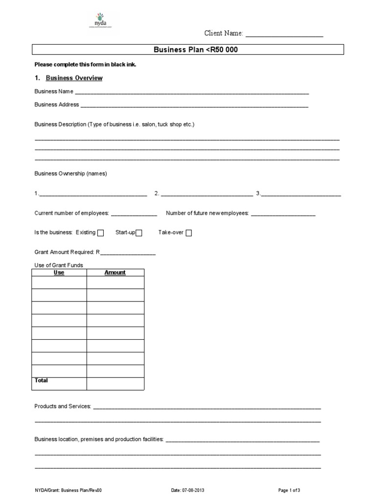 Grant Business Plan Template | PDF