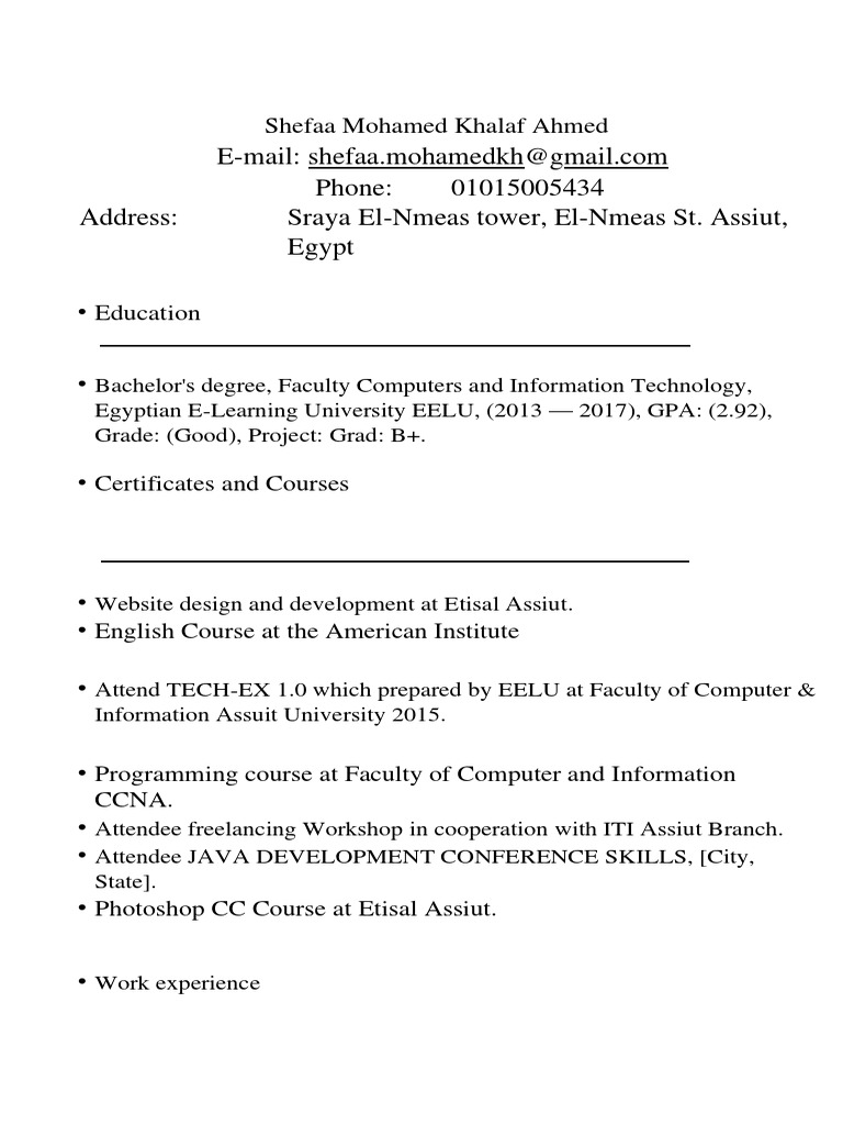 Shefaa CV | PDF
