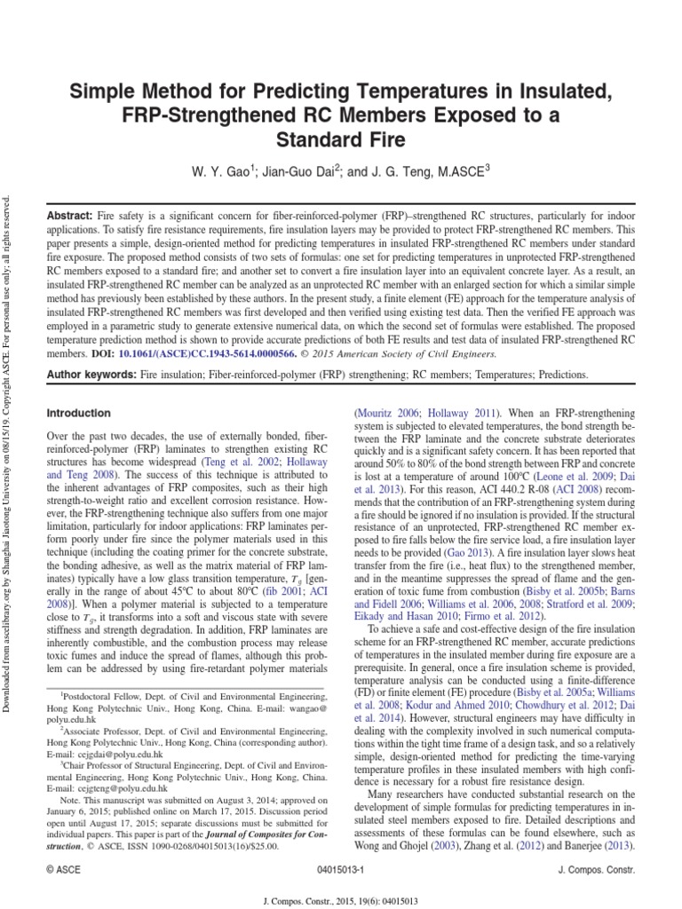 2015 Simple Method For Predicting Temperatures in Insulated, FRP-Strengthened RC Members Exposed ...