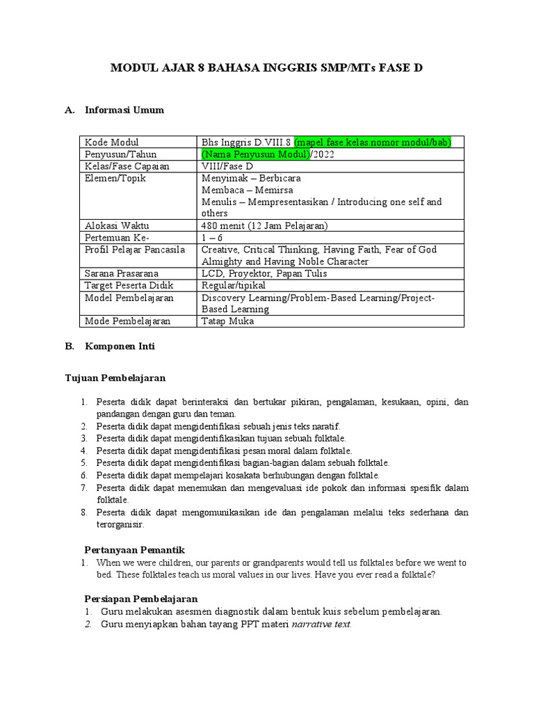 Bab 8 - Modul Ajar Bright SMP Grade Viii | PDF
