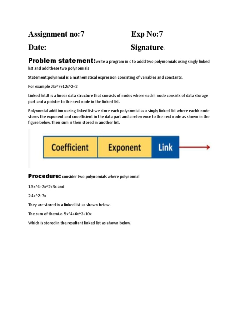 Addition of Two Polynomials Using Linked List | Download Free PDF ... Addition of Two Polynomials Using Linked List | Download Free PDF ...