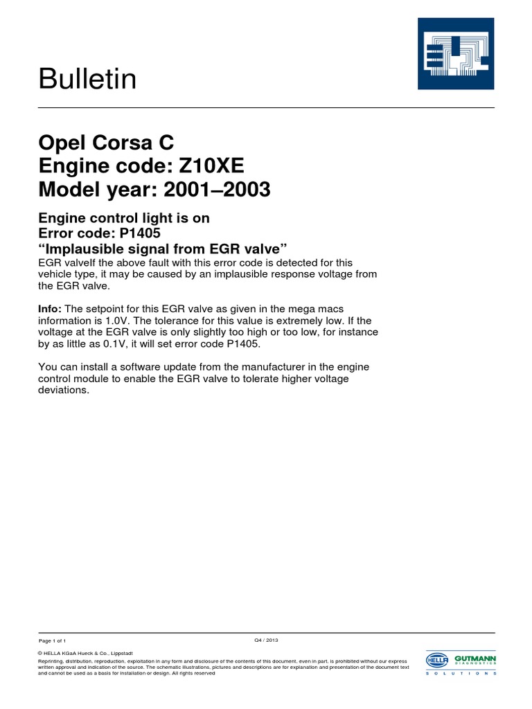 Opel Corsa C Engine Control Light Is On Error Code p1405 | PDF