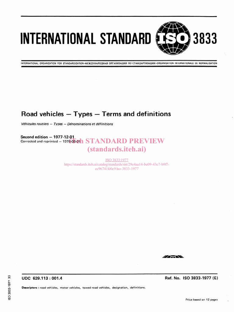 Iso 3833 1977 | PDF