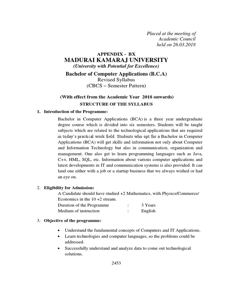 BCA_Course_SYLLABUS | PDF