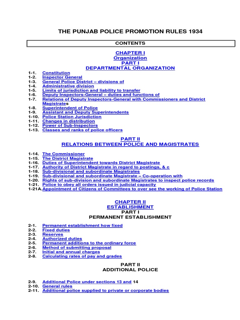 Punjab Police Promotion Rules 1934 | PDF | Social Science | Technology ...