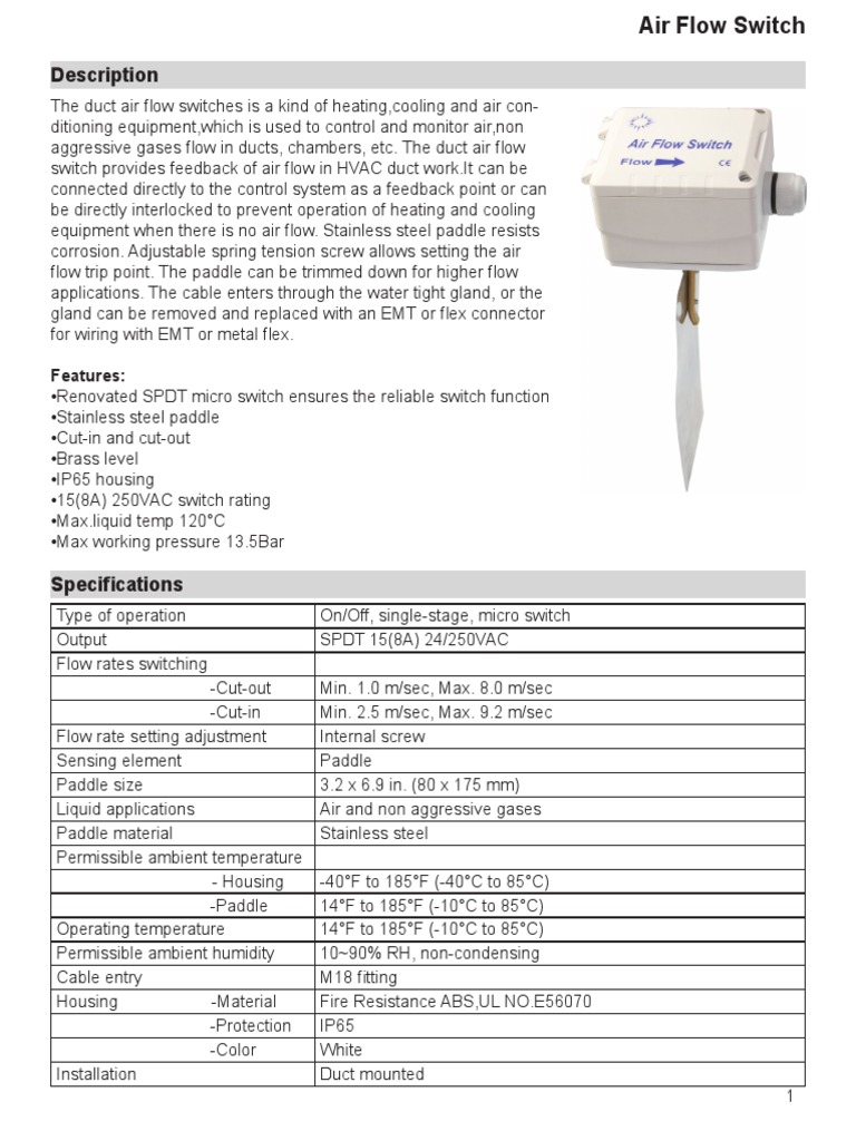 Air Flow Switch | PDF | Switch | Stainless Steel