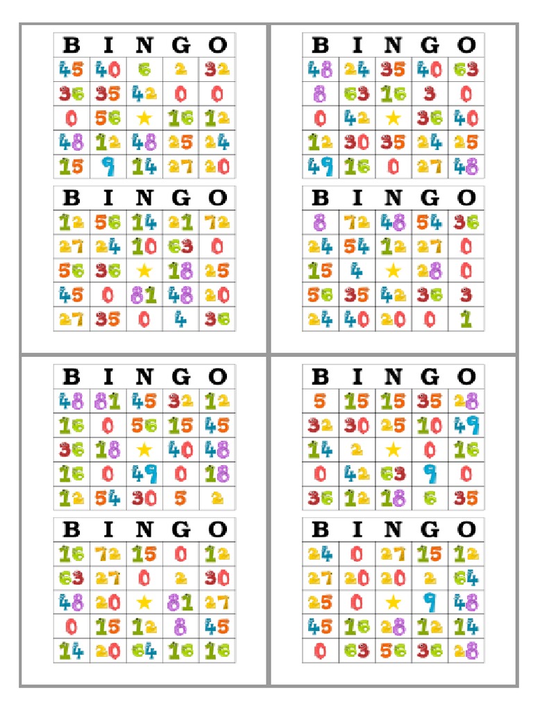 Plantilla Bingo Multiplicaciones | PDF
