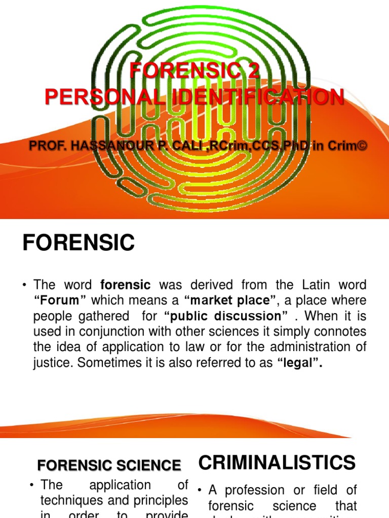 Forensic Personal Identification Techniques | PDF | Fingerprint ...