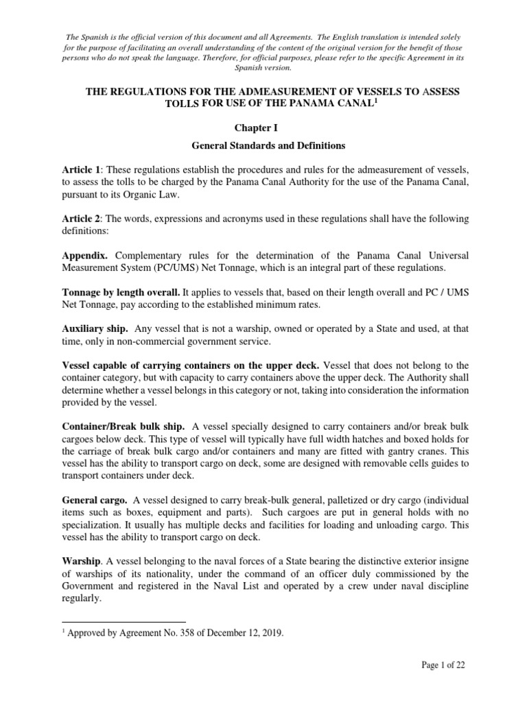 Panama Canal Vessel Tolls Regulations | PDF | Business | Science ...