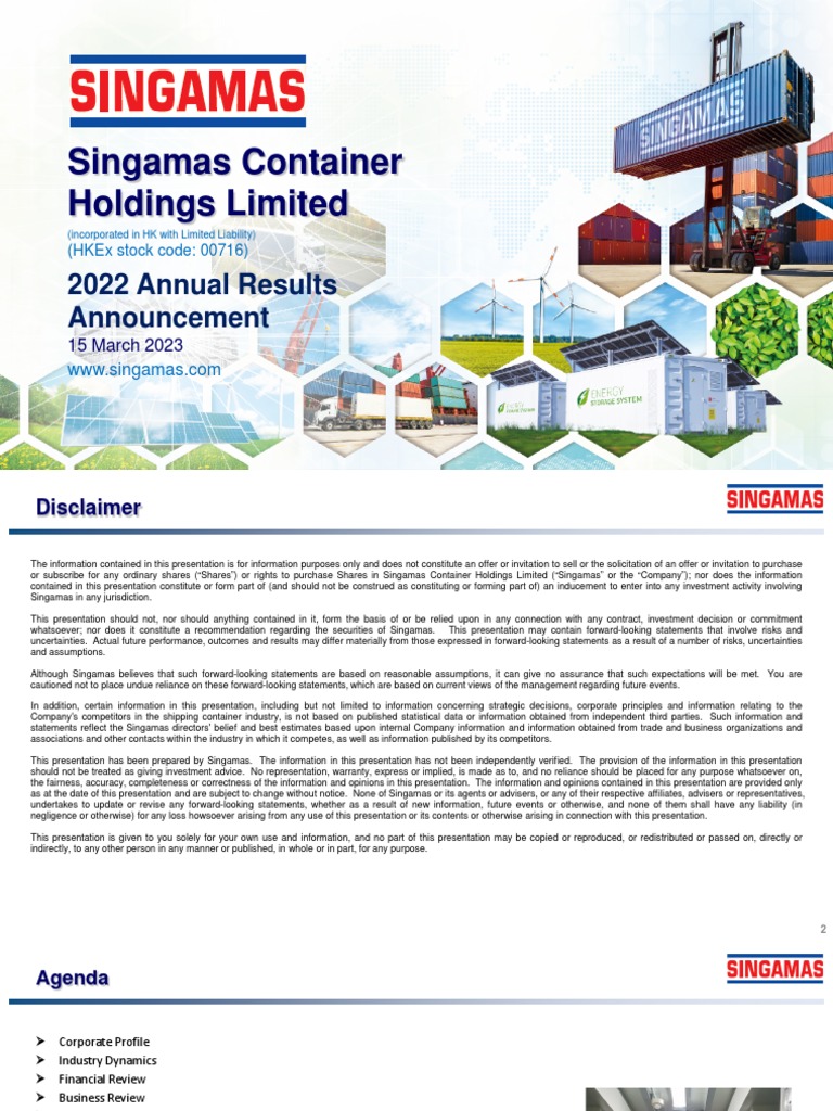 Singamas 2022 Annual Results Overview | PDF | Containerization | Revenue