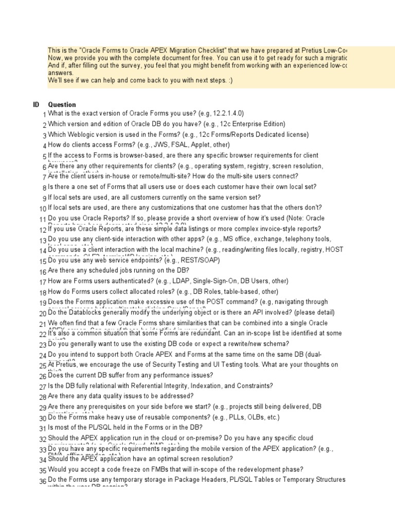 Oracle Forms Migration Checklist by Pretius | PDF | World Wide Web ... Oracle Forms Migration Checklist by Pretius | PDF | World Wide Web ...