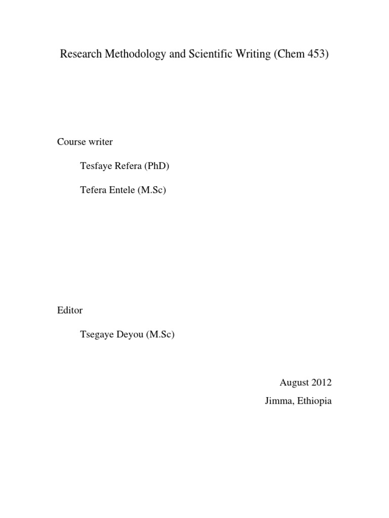 Research Methodology and Scientific Writing (Chem 453) | PDF ...