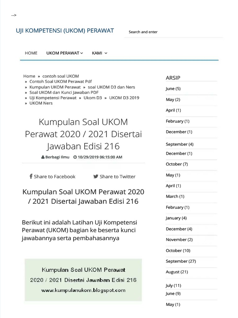 PDF Kumpulan Soal Ukom Perawat 2020 2021 Disertai Jawaban Edisi 216 - Compress | PDF