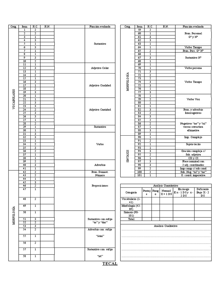 Tecal Registro | PDF | Tipología Lingüística | Unidades Semánticas