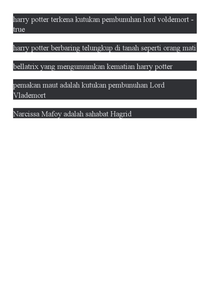 Harry Potter Terkena Kutukan Pembunuhan Lord Voldemort | PDF