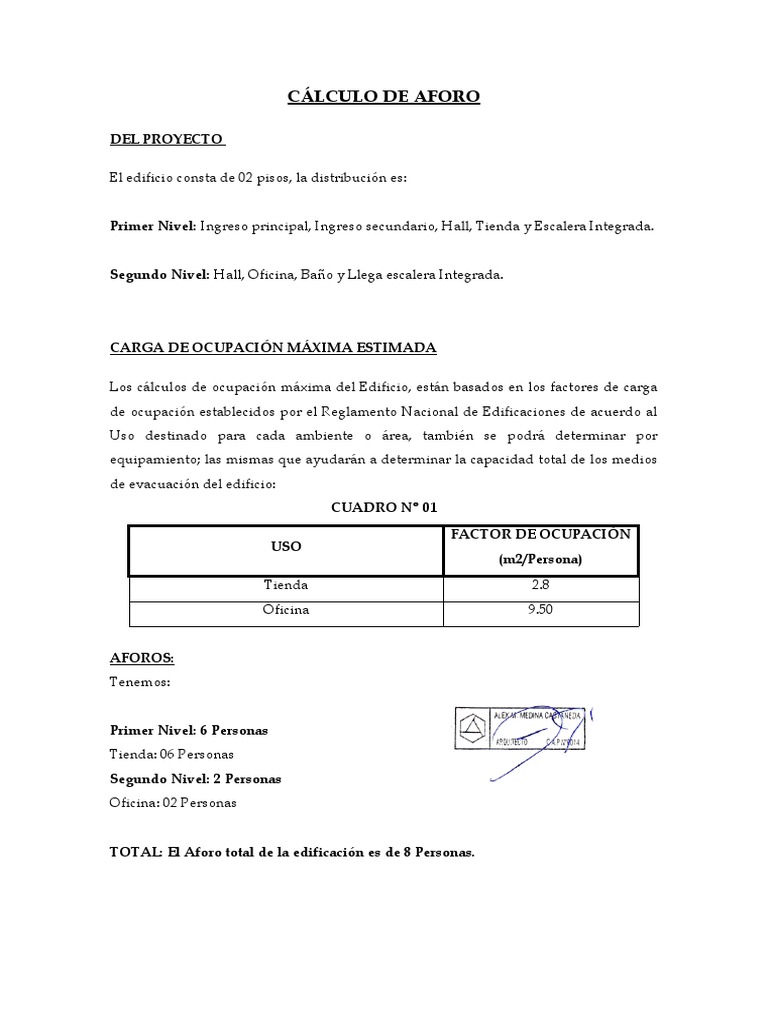 Cálculo de Aforo | PDF