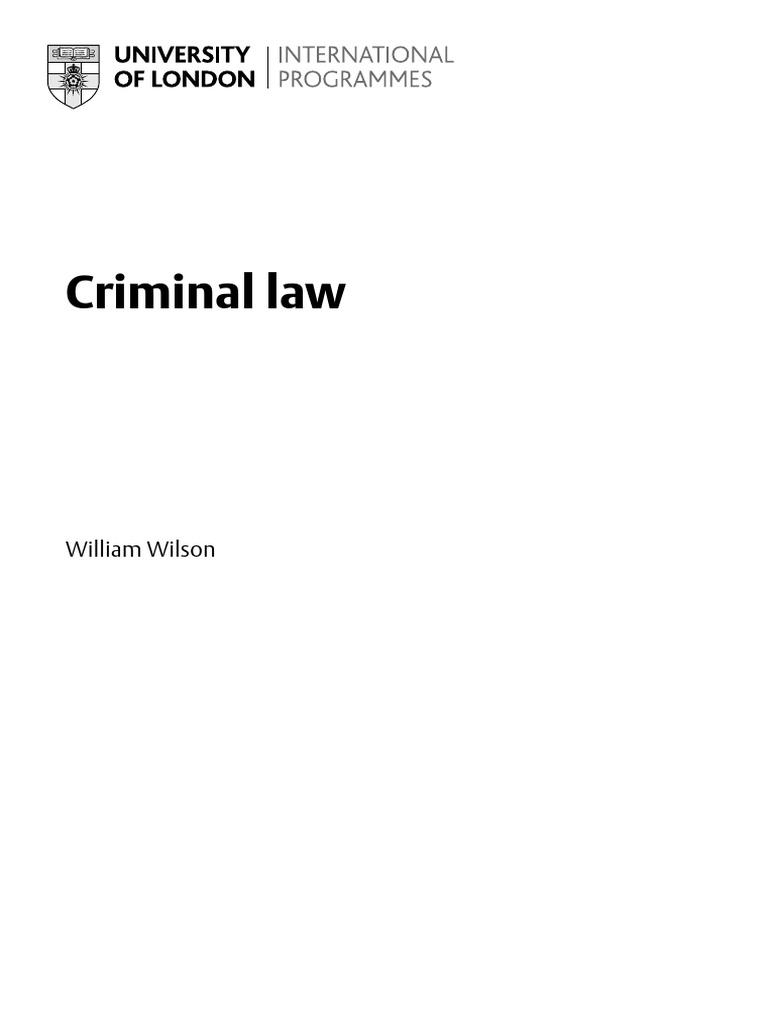 Criminal Law. William Wilson | PDF