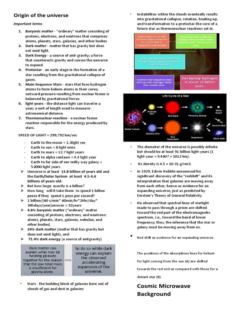 Origin of The Universe | PDF | Universe | Stars