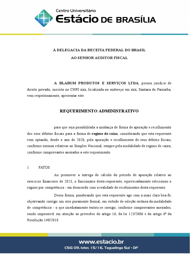 REQUERIMENTO ADMINISTRATIVO - ARTHUR FERNANDES SILVA | PDF