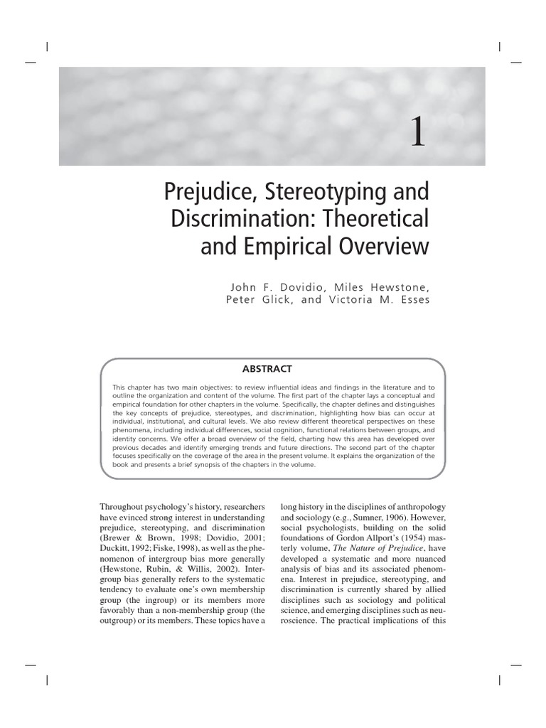 Prejudice Stereotyping and Discriminatio | PDF | Stereotypes | Prejudices