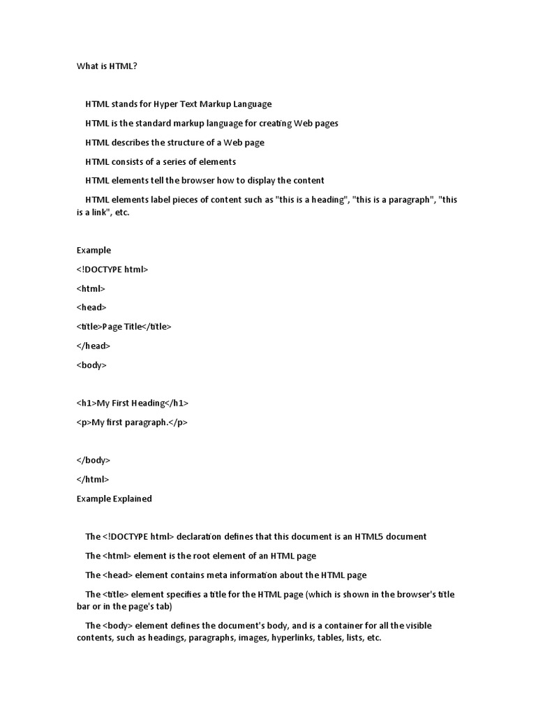 What Is Html Pdf Html Element Html