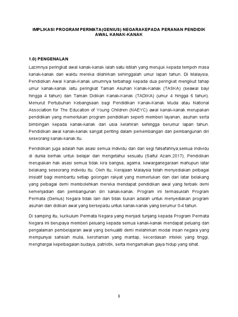 Peranan Pendidik dalam Program PERMATA | PDF