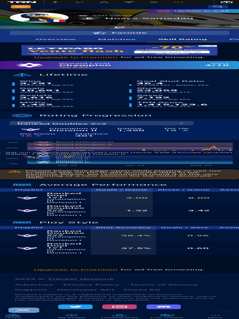Noxys-Samsdad's Rocket League Skill Rating - Rocket League Tracker | PDF