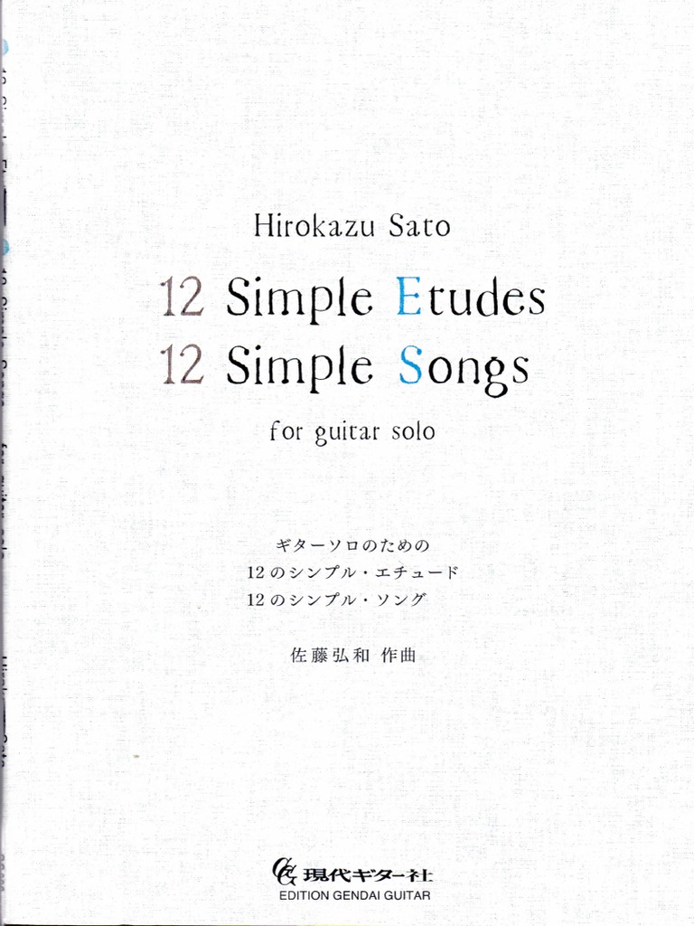 12 Simple Etudes for Guitar by Sato | PDF | Performing Arts | Notation