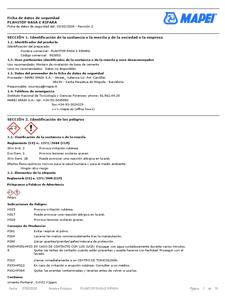 Ficha de Seguridad Rasa e Ripara R4 | PDF | Toxicidad | Residuos