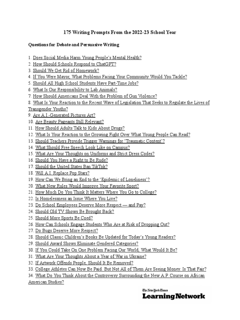 Writing Prompts | PDF