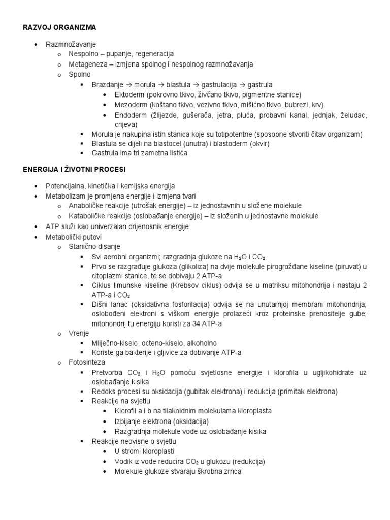 Biologija (2) - Razvoj Čovjeka | PDF