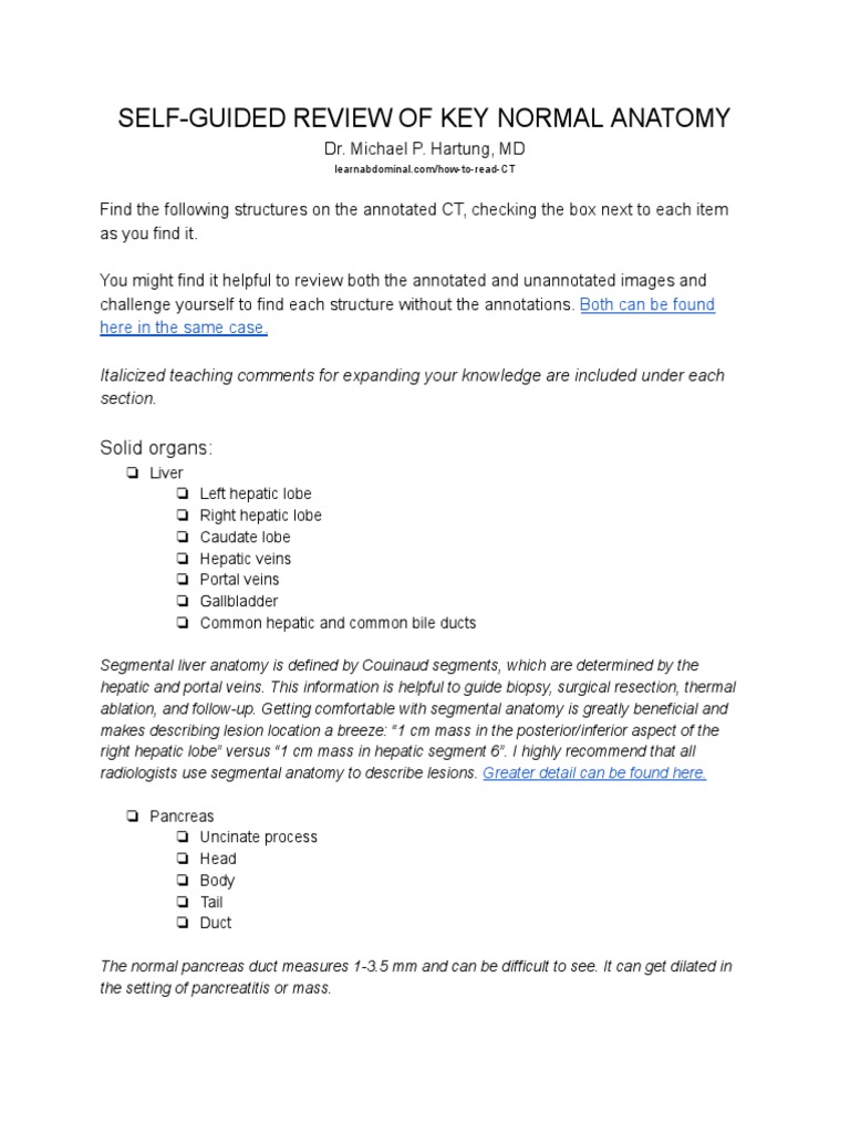 Self-Guided Review of Key Normal Anatomy | PDF