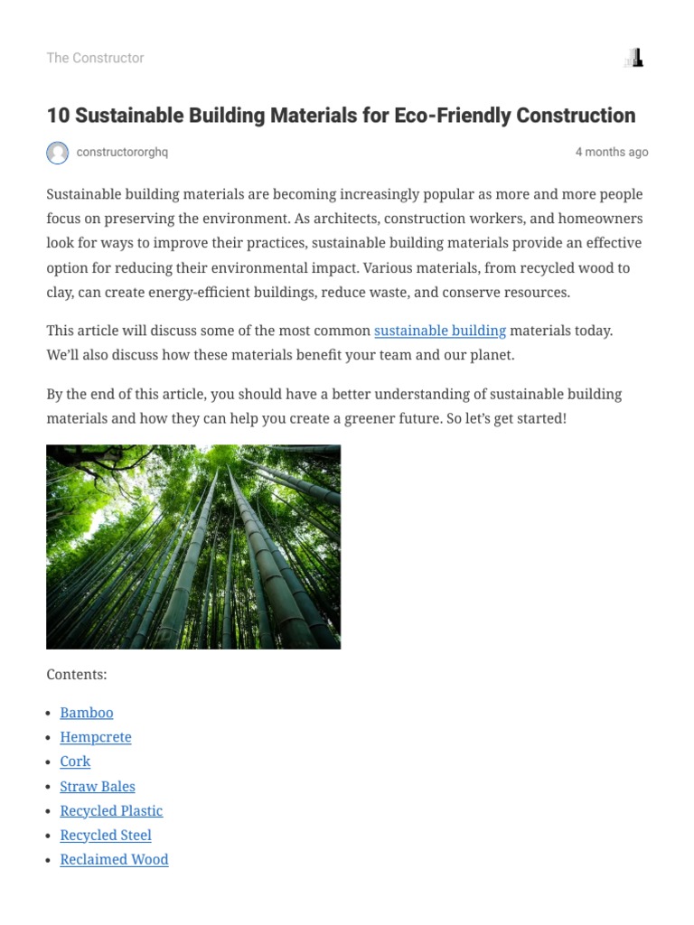 10 Sustainable Building Materials For Eco-Friendly Construction - The ...