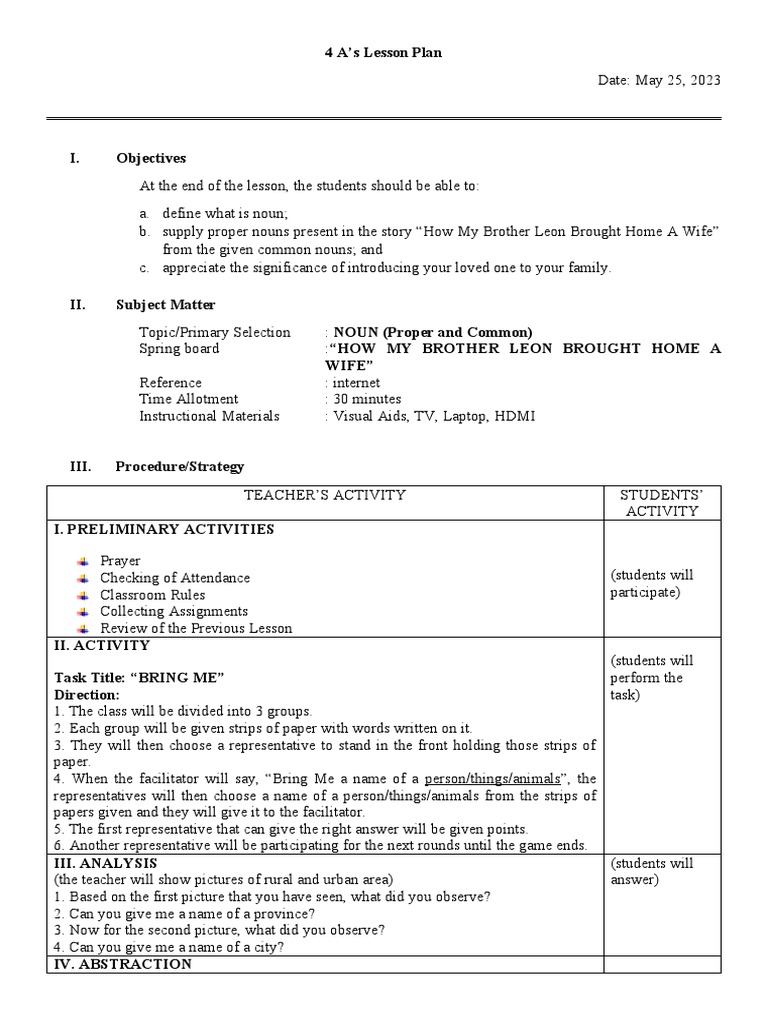 4as Lesson Plan in Philippine Literature | PDF | Lesson Plan | Noun