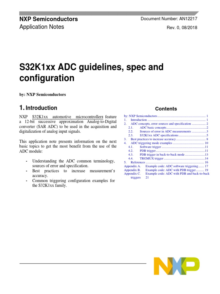 AN12217 - S32K1xx ADC Guidelines, Spec and | PDF | Analog To Digital ...