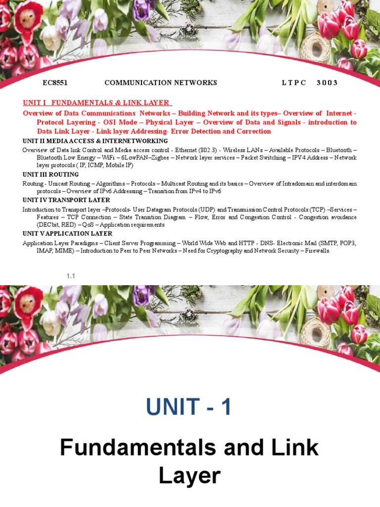Unit - I Fundamental and Link Layer | PDF