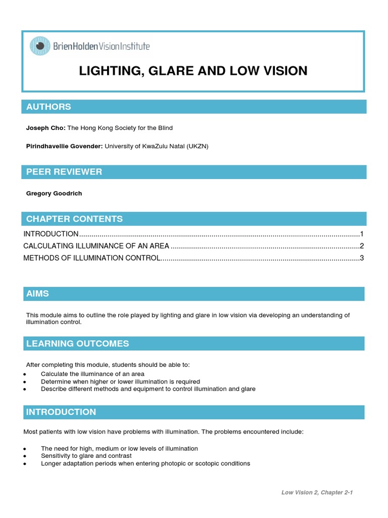 05 Lighting Glare and Low Vision | PDF
