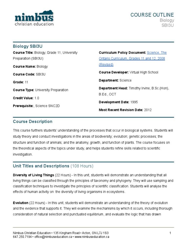 Biology Sbi3u | PDF | Social Science | Wellness
