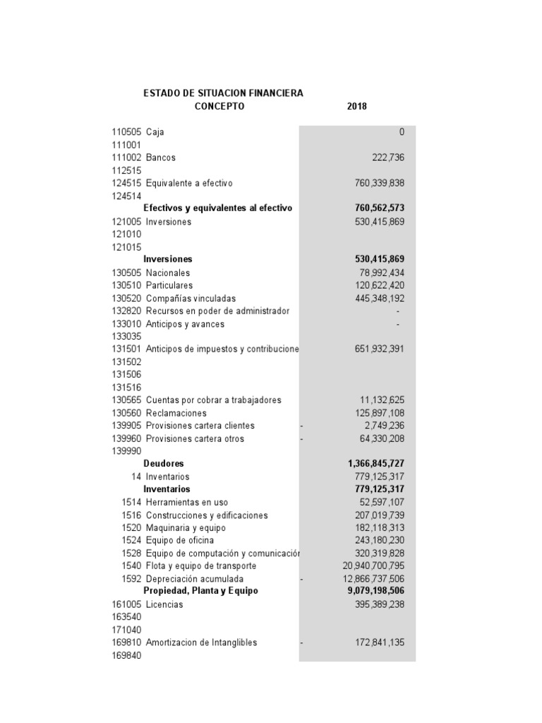 Estado Financiero 2018 | PDF | Economias