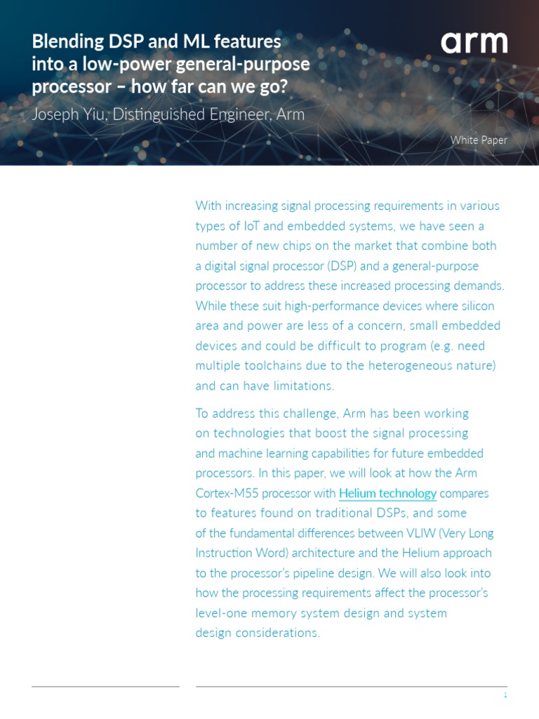 Blending DSP and ML Features Into A Low Power General Purpose Processor | PDF | Digital Signal ...