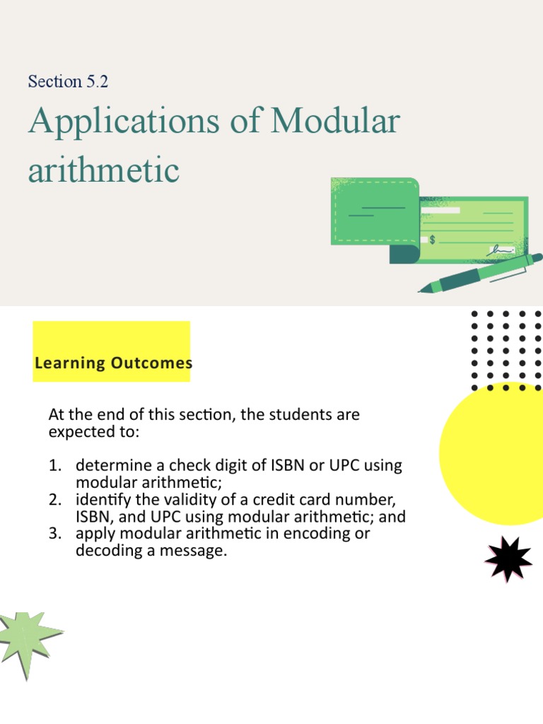 5.2 Applications of Modular Arithmetic | PDF | Cryptography | Universal Product Code