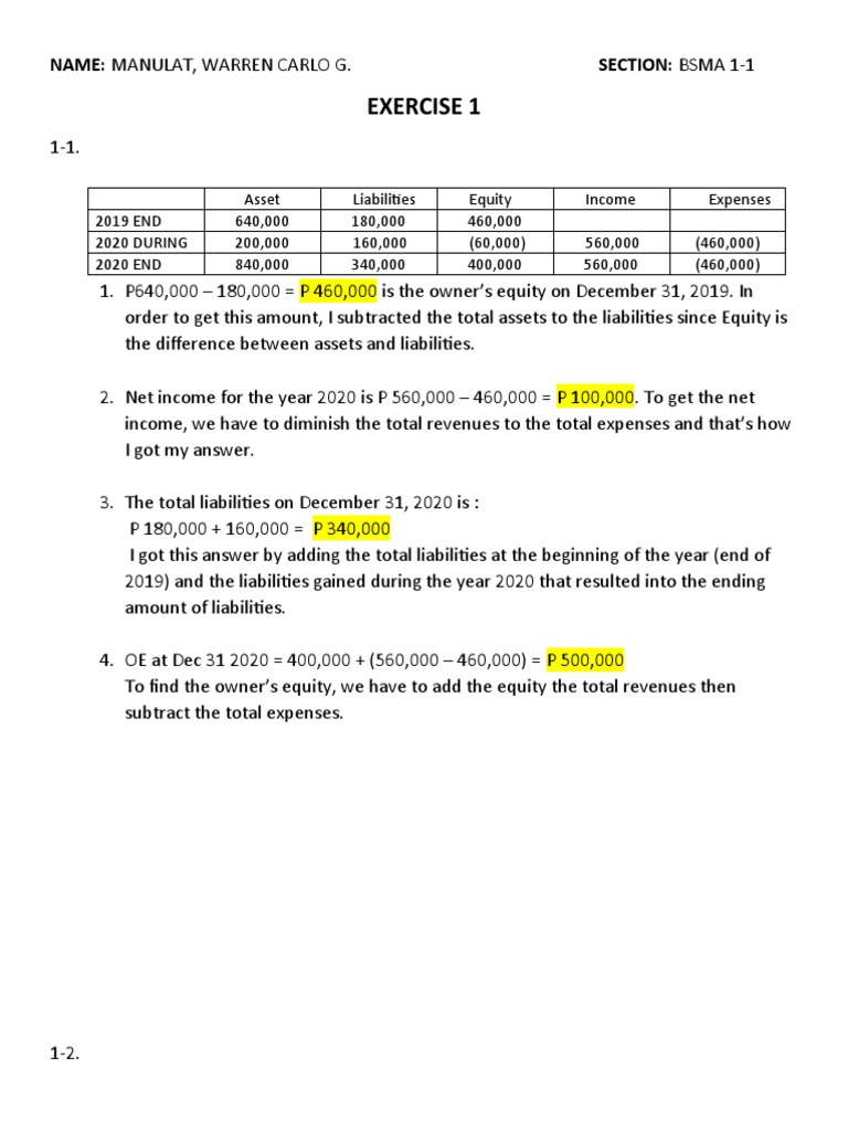 FAR Exercise1 | PDF | Debits And Credits | Equity (Finance)