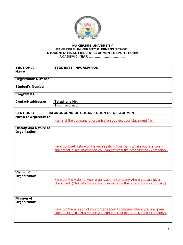 11field Attachment Students Report Form | PDF | Business