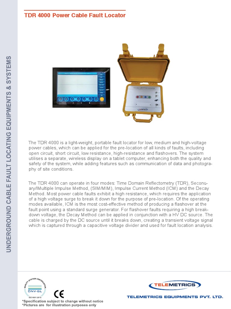 Cable Fault Prelocator TDR 4000 | PDF | Electrical Components ...