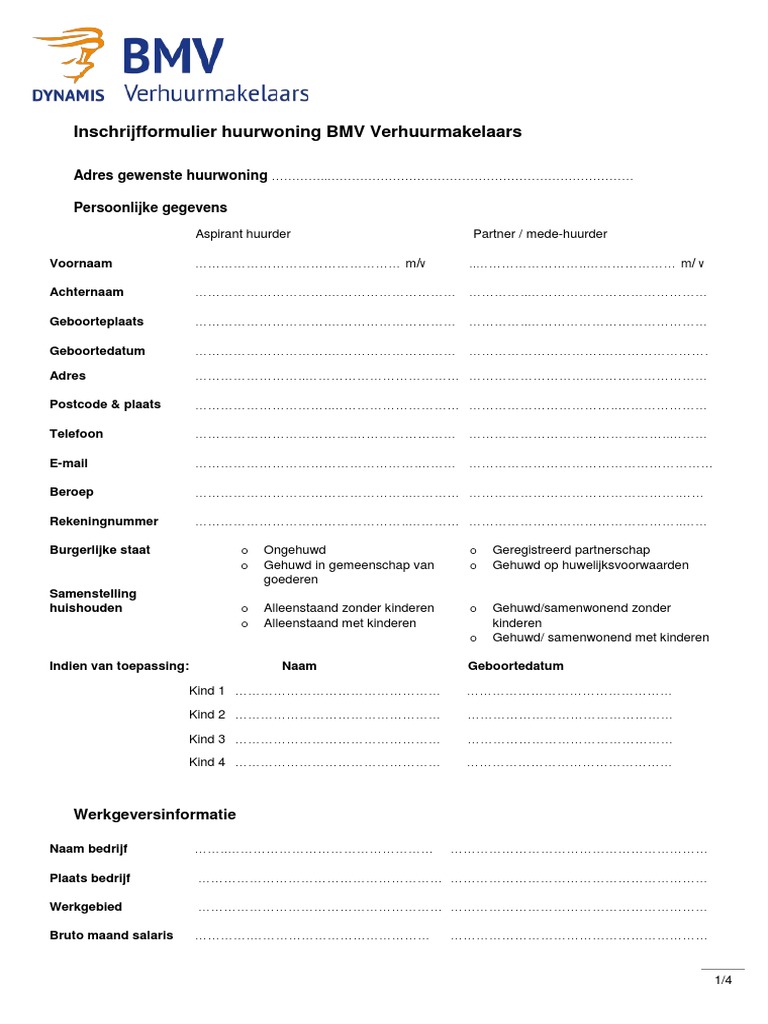 Inschrijfformulier Huurwoningen de Dissel | PDF