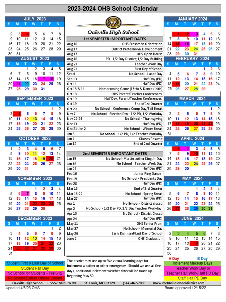2023-2024 Calendar | PDF | Schools