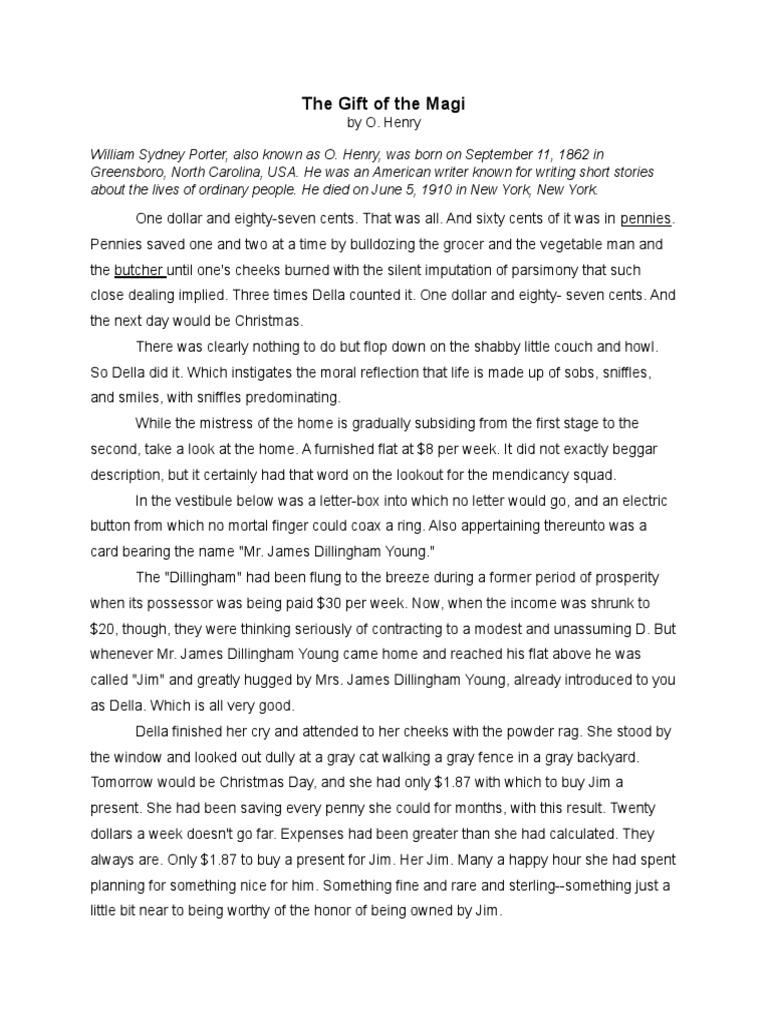 [Template] The Gift of the Magi (1) | PDF