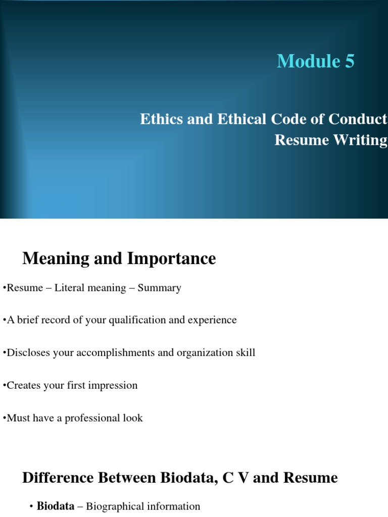 Notes Module 5 Resume Cover Letter Sop Pdf 